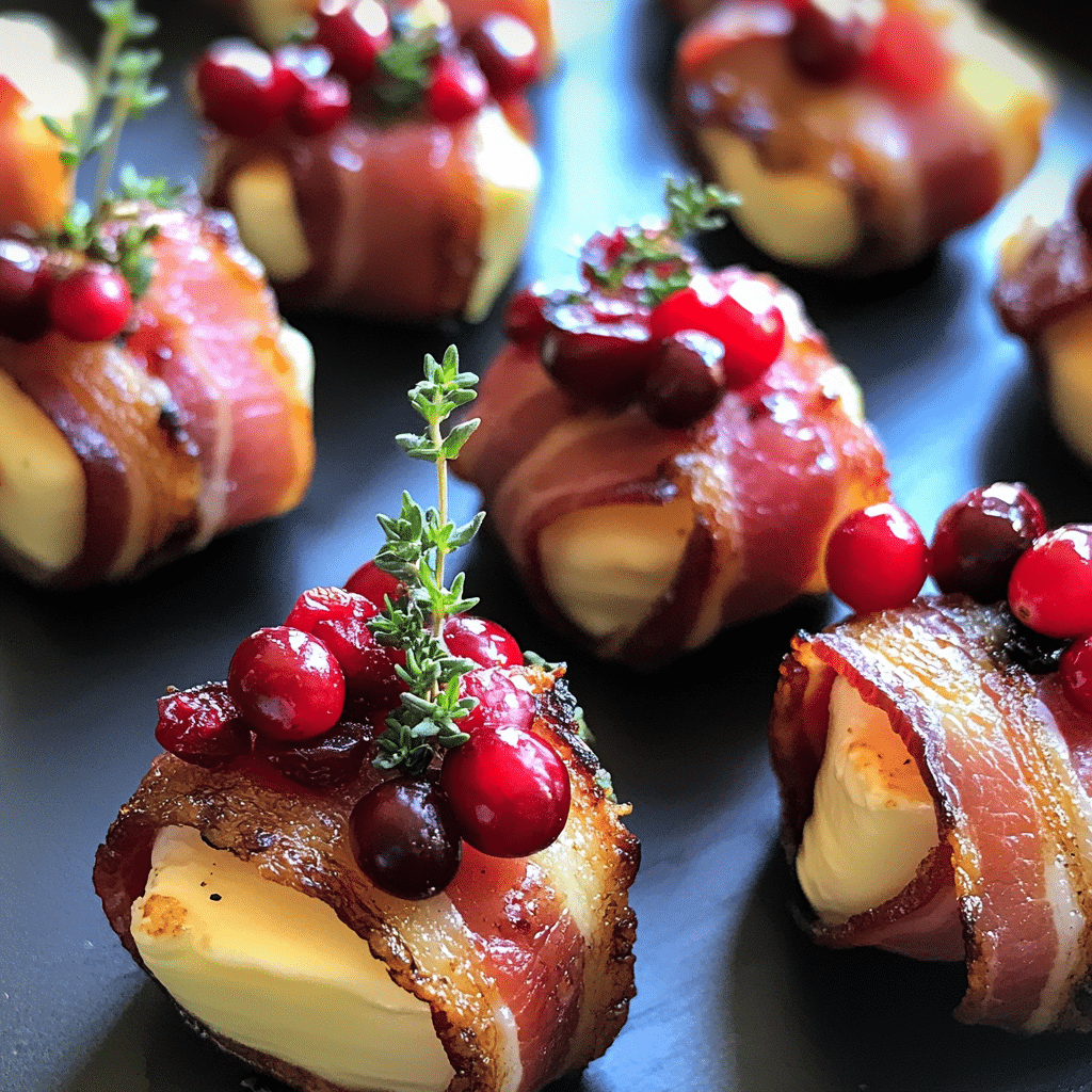 Bacon-Wrapped Cranberry Brie Bites: Festive Holiday Cheer