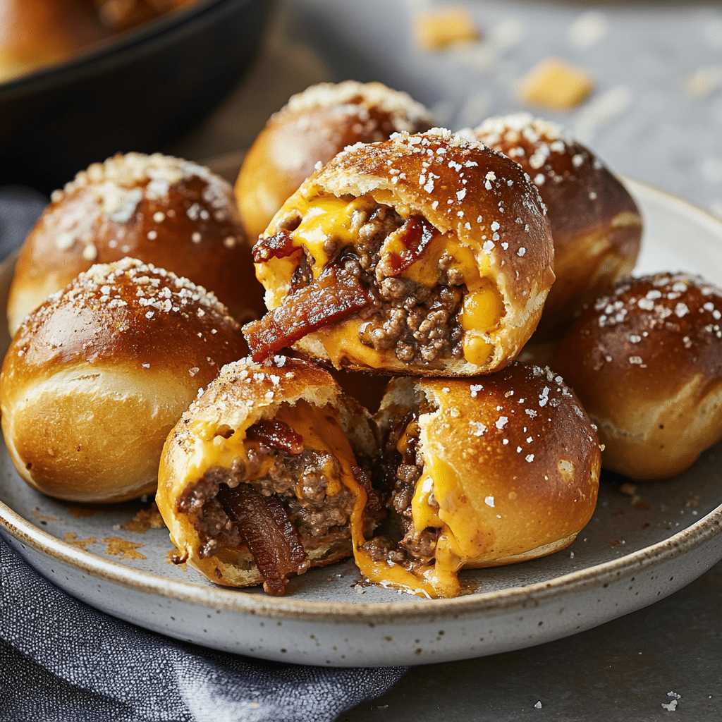 BBQ Bacon Cheeseburger Stuffed Pretzel Bites: 7 Epic Bites