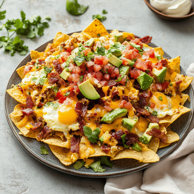 Loaded Breakfast Nachos with Bacon & Eggs | MySavorista