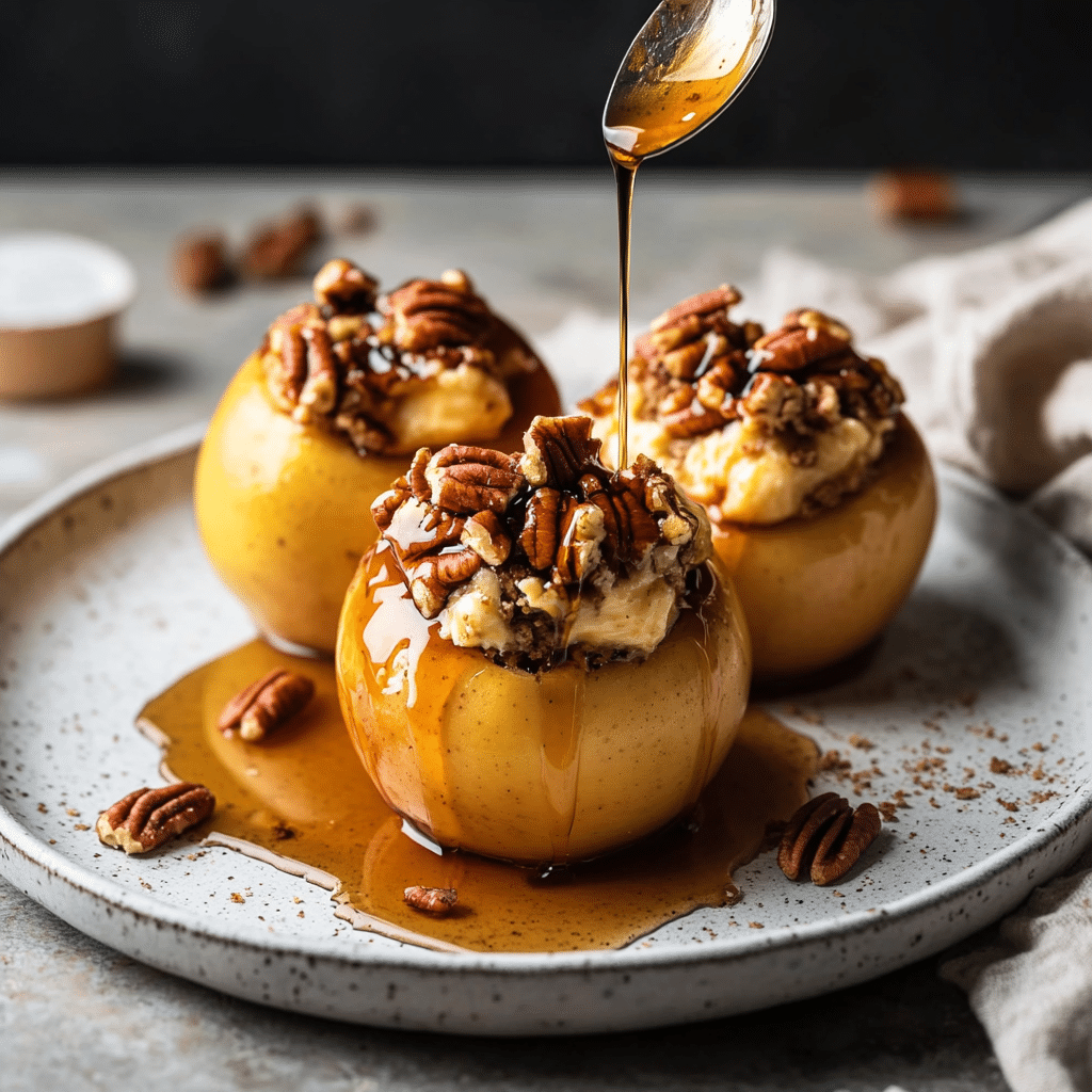 Maple Pecan Cheesecake Stuffed Apples - Delightful Fall