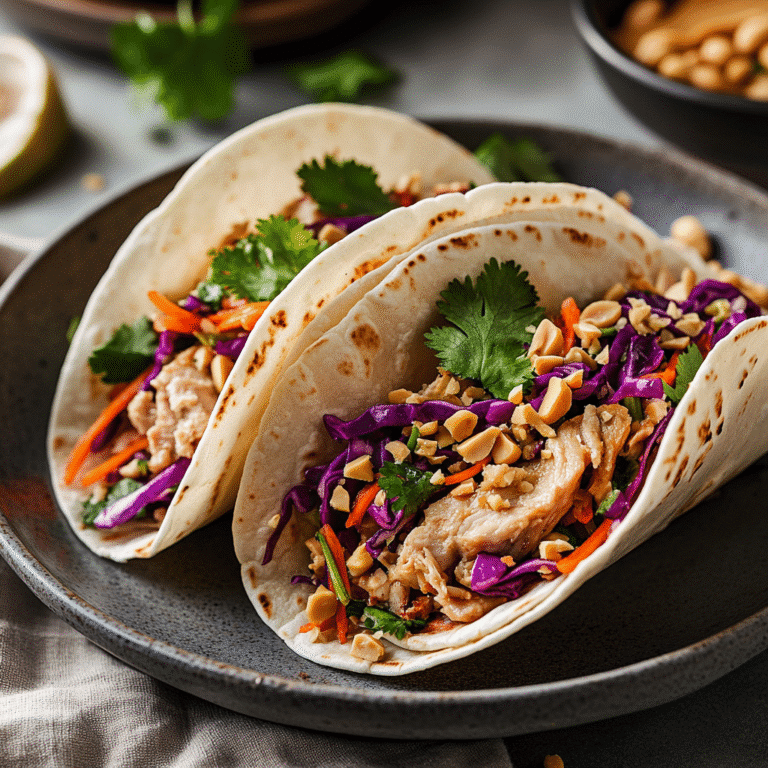 Savory Thai Street Tacos with Spicy Peanut Slaw - Delicious!