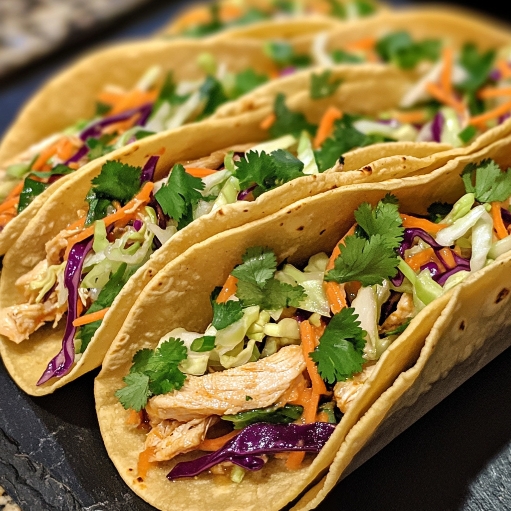 Spicy Thai Chicken Tacos with Cilantro Slaw