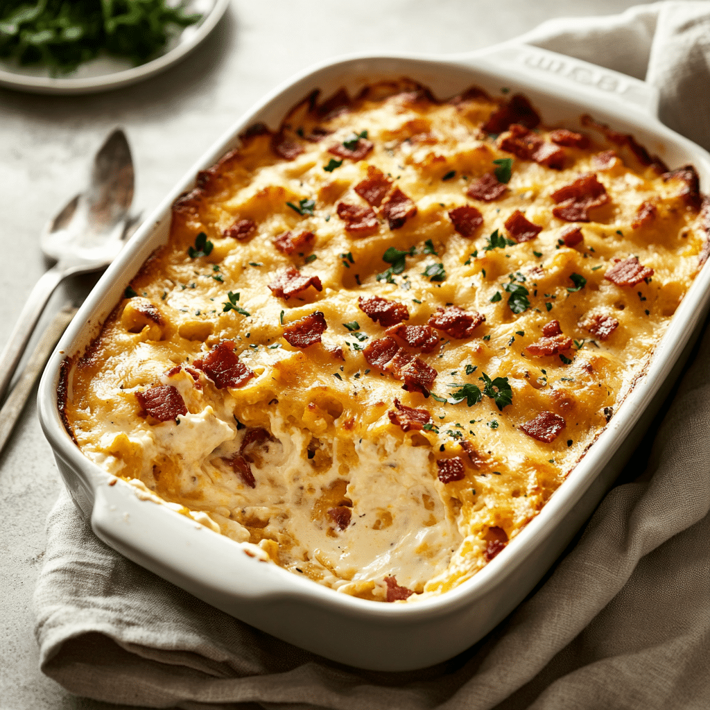 Savory Pumpkin Bacon Alfredo Bake | Creamy Comfort
